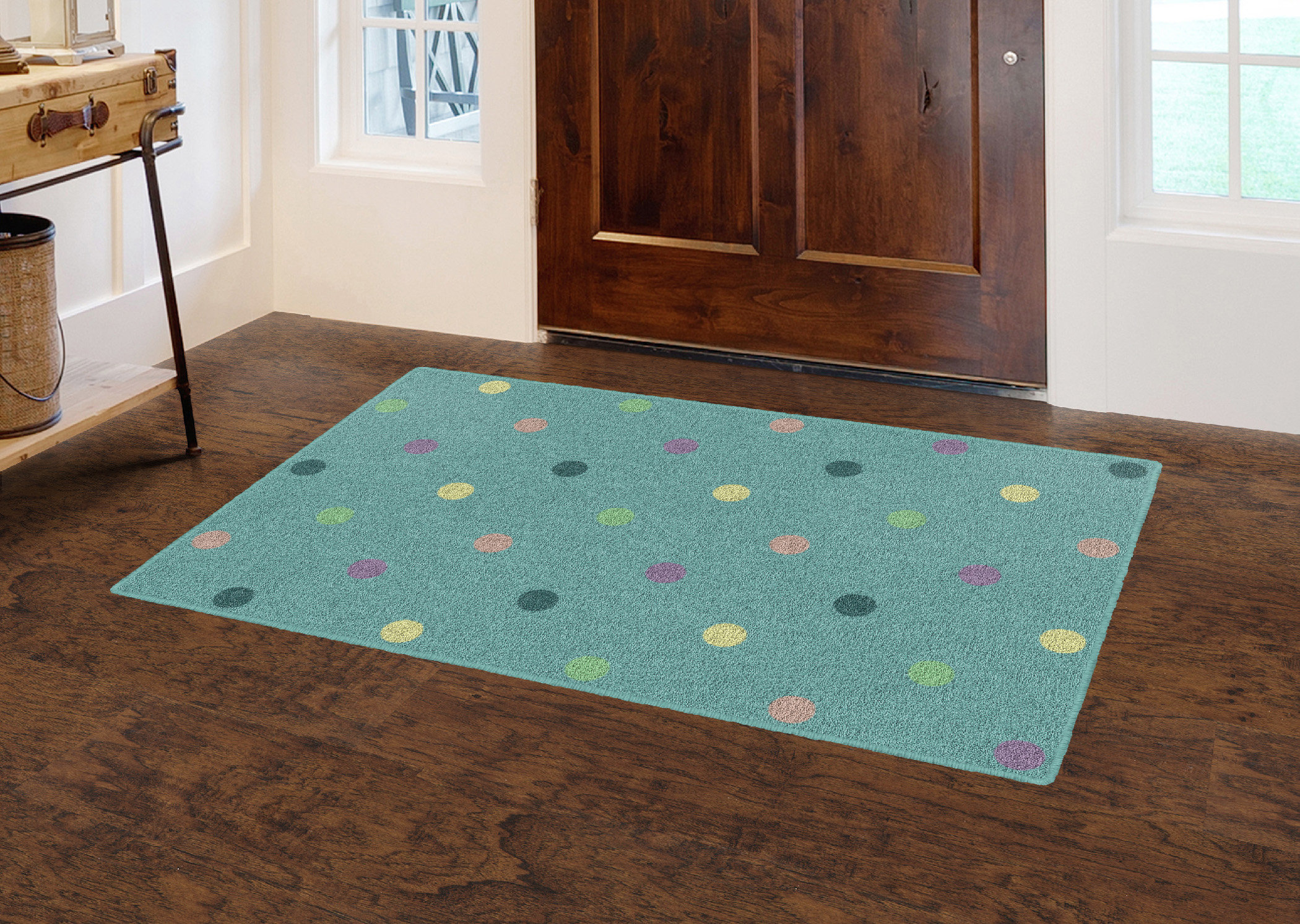 Ebern Designs Benedick Polka Dots Green Area Rug | Wayfair