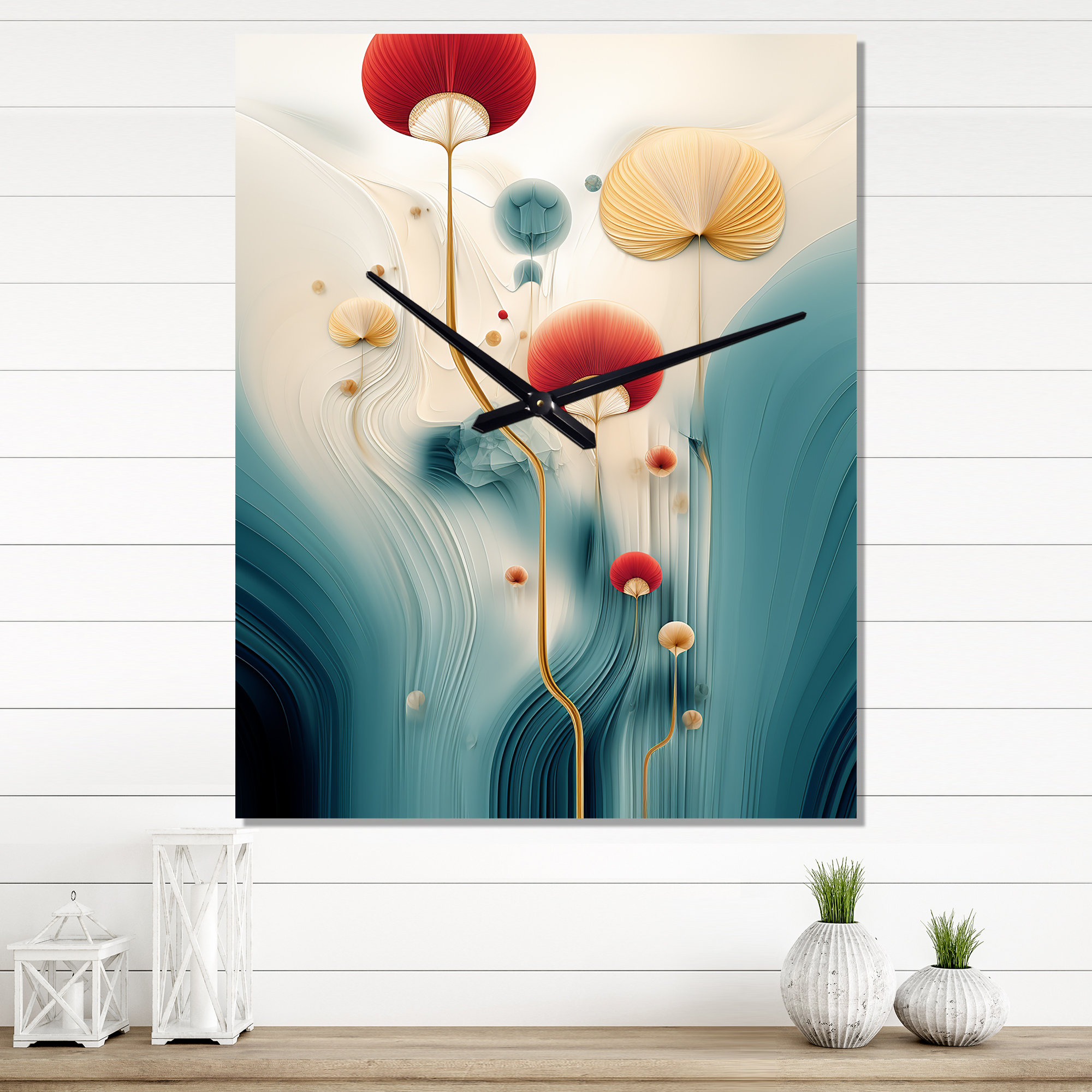 Design Art Tender Awakening In Retro Blue - Modern Geometric Very Large ...