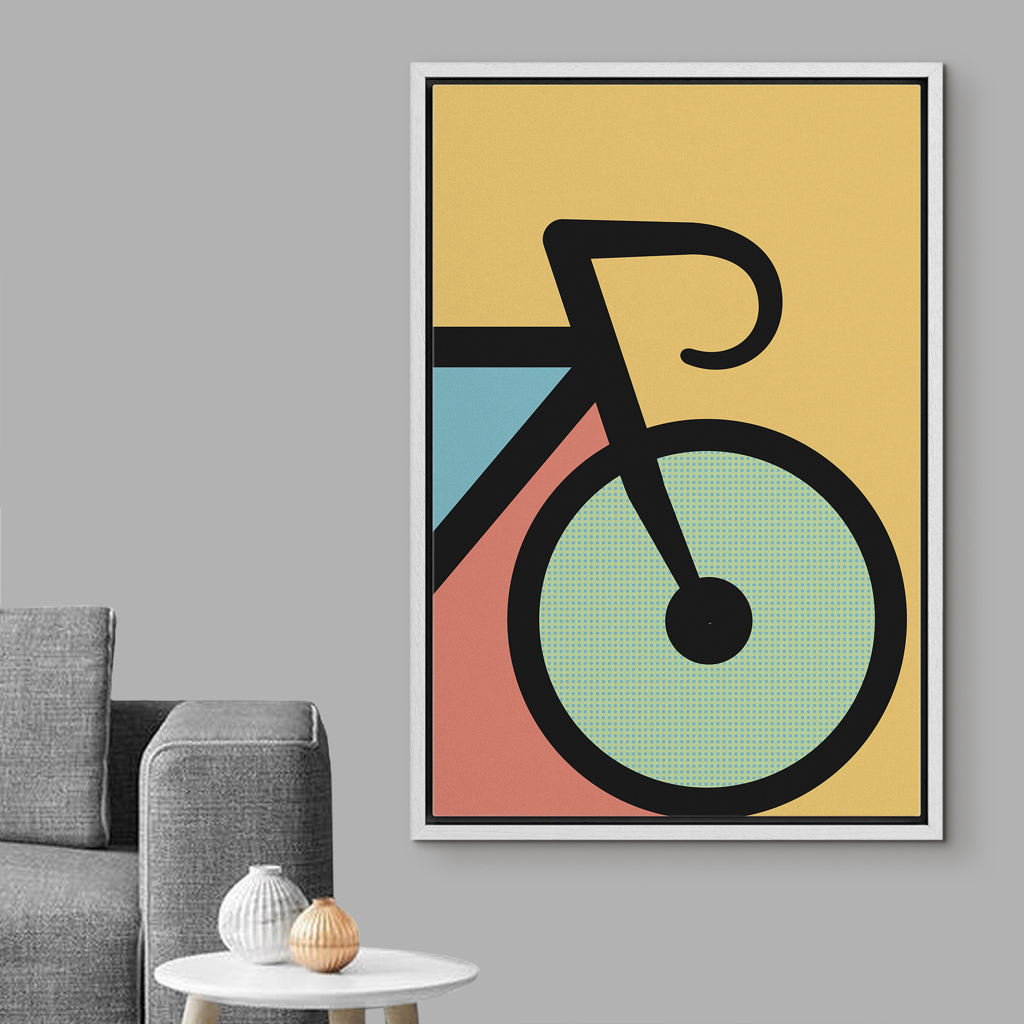 IDEA4WALL Abstract Shapes Of Bicycle - Floater Frame Graphic Art on ...