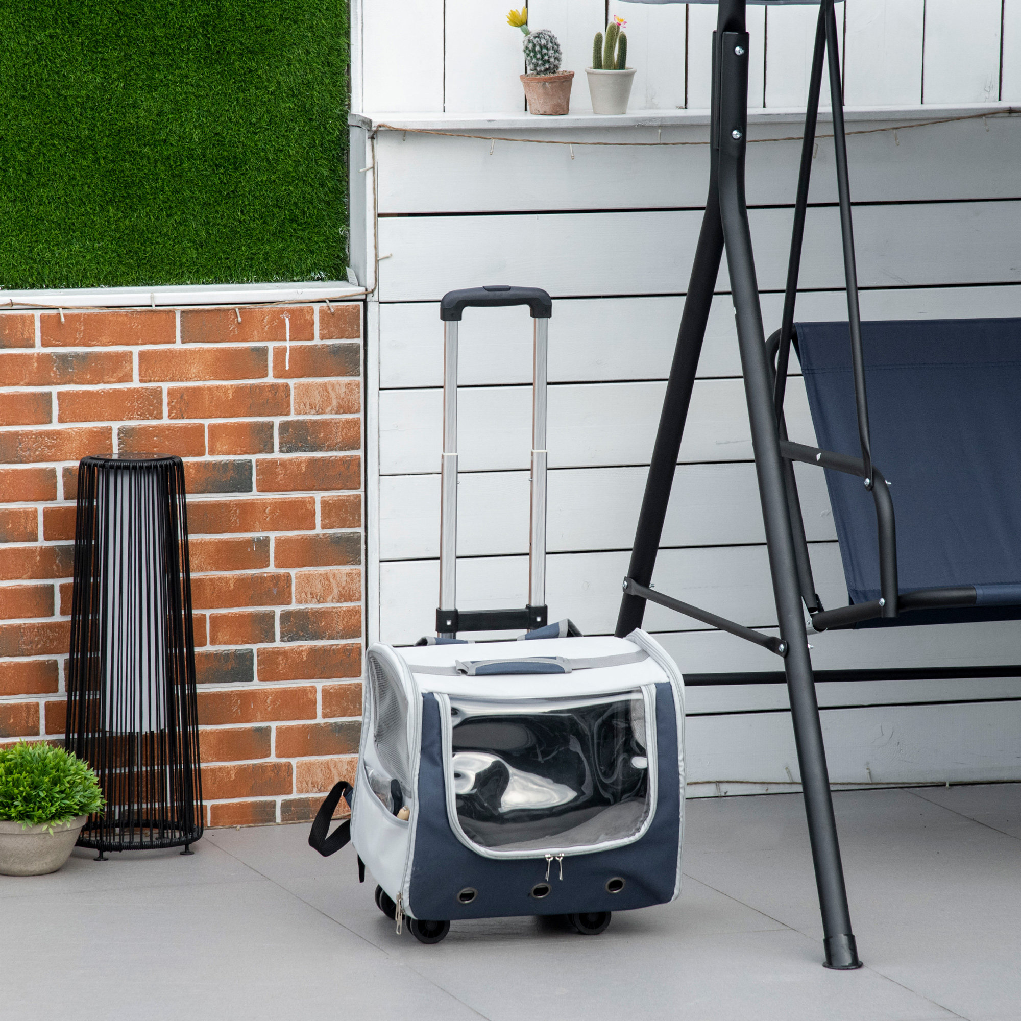 Tucker Murphy Pet™ 3 IN 1 Cat Carrier, Foldable Pet Backpack, Luggage With Telescoping Handle ...