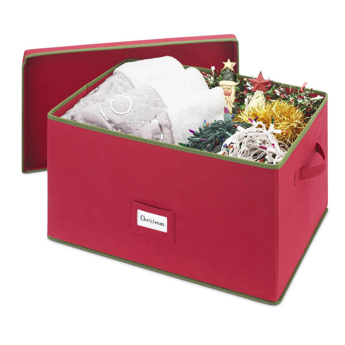 Whitmor Christmas Storage Box - Red w/Green Trim | Wayfair