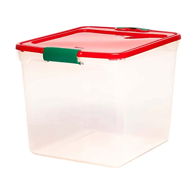 HOMZ 31 Quart Holiday Plastic Storage Container Bin With Latching Lid ...