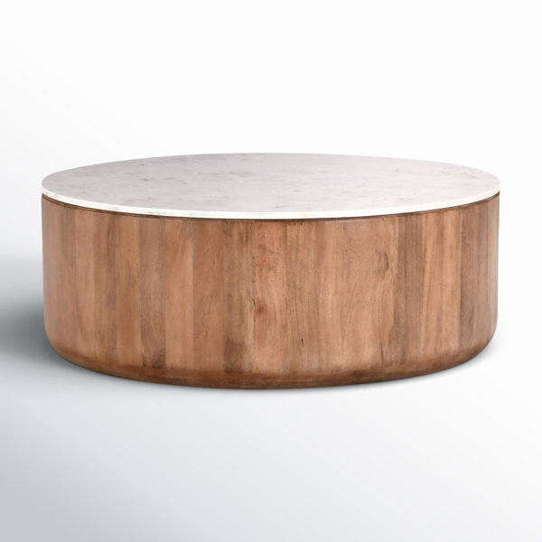 Birch Lane™ Cornelius Wood and Marble Round Coffee Table | Wayfair