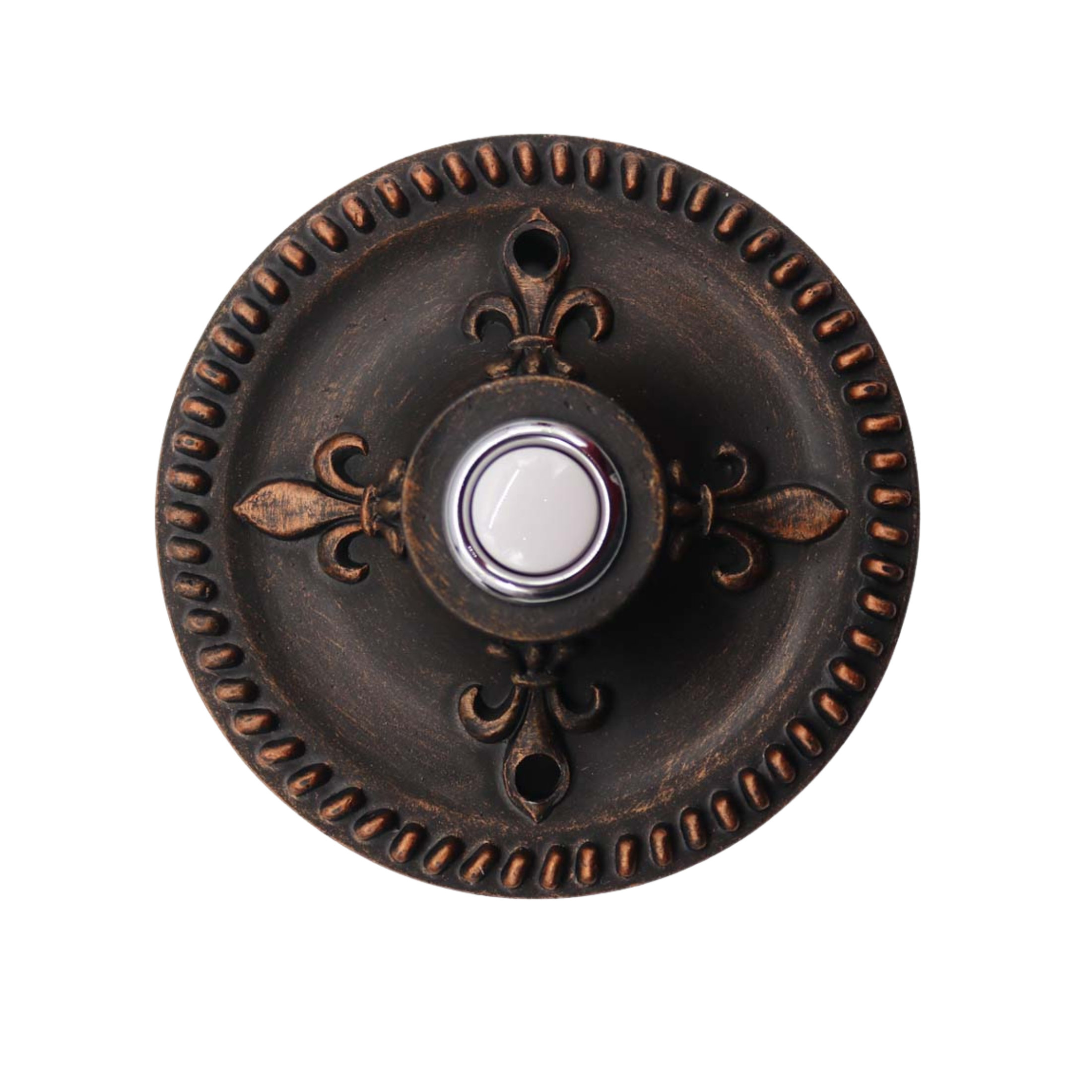 Fleur De Lis Living Rubbed Bronze Traditional Round Doorbell, Wired ...