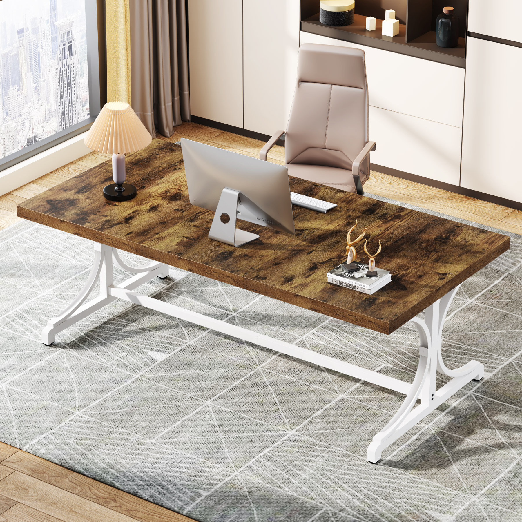 17 Stories Yvone 62.4'' Rectangular Computer Desk with Metal Legs | Wayfair