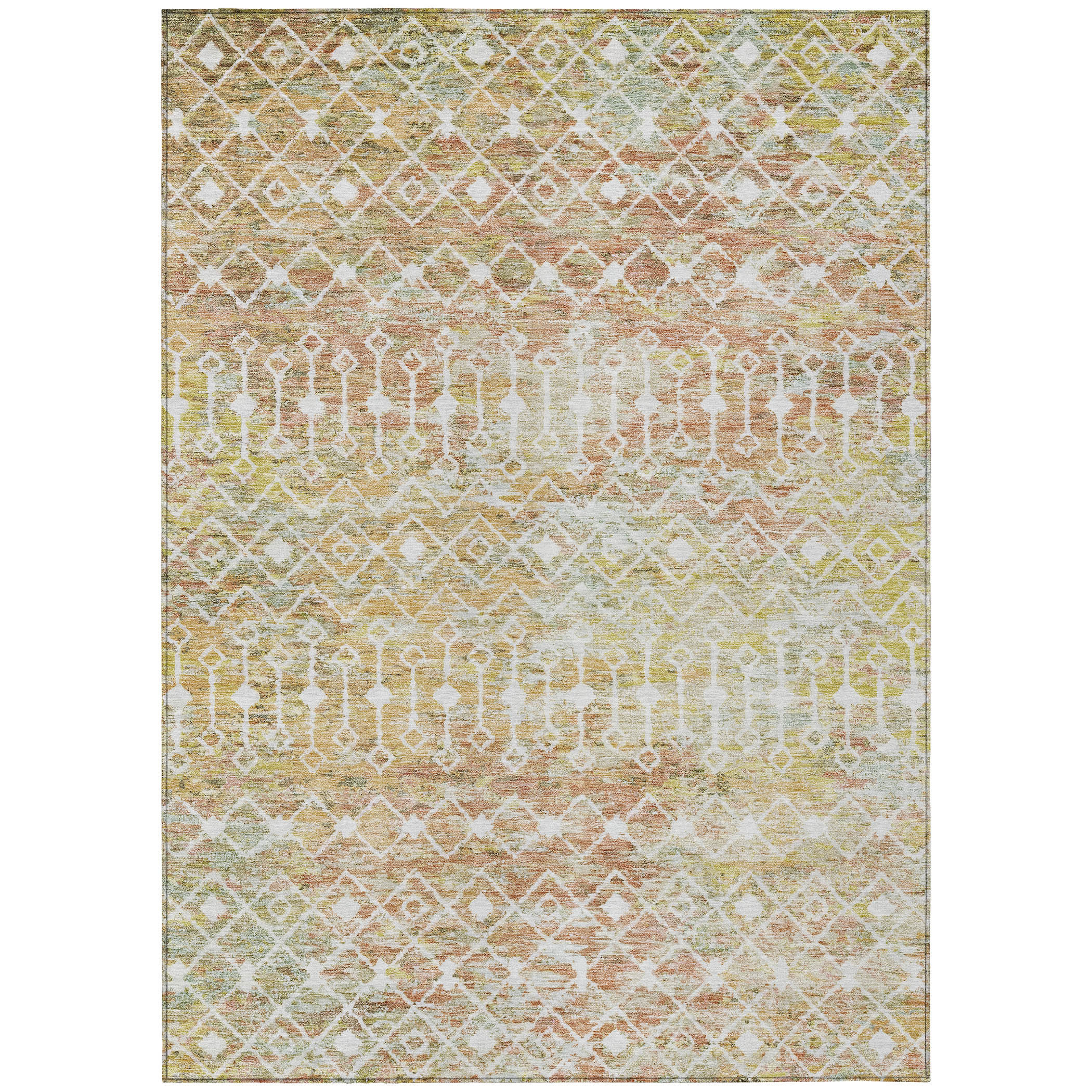 HomeRoots 10' X 14' Peach Argyle Washable Indoor Outdoor Area Rug | Wayfair