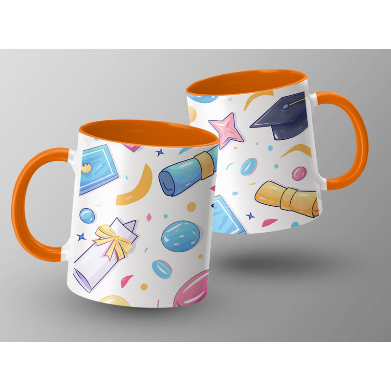 East Urban Home Kids Drawing Style 11oz Accent Mug – White Ceramic ...
