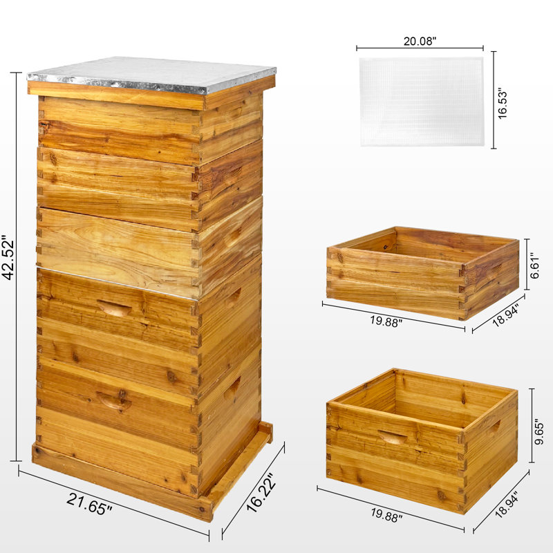 Millwood Pines Langstroth Beehive Wooden Box Kit With Waxed Boxes, 2 ...