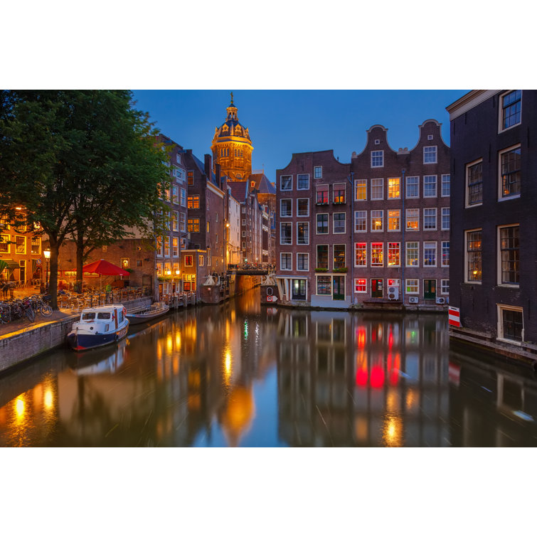 Hokku Designs Dequavius Amsterdam At Night On Canvas by Sborisov Print ...