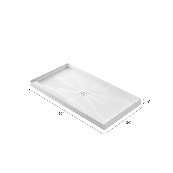 ZACHVO 60" W X 34" D Rectangular Shower Base, Non-Slip | Wayfair