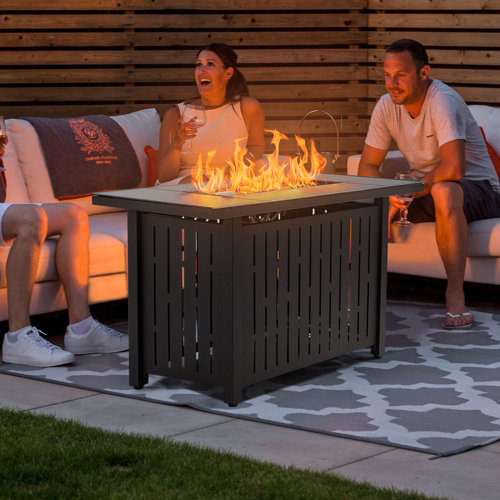 Latitude Run® Modelle 25.5'' H x 43'' W Steel Propane Outdoor Fire Pit ...