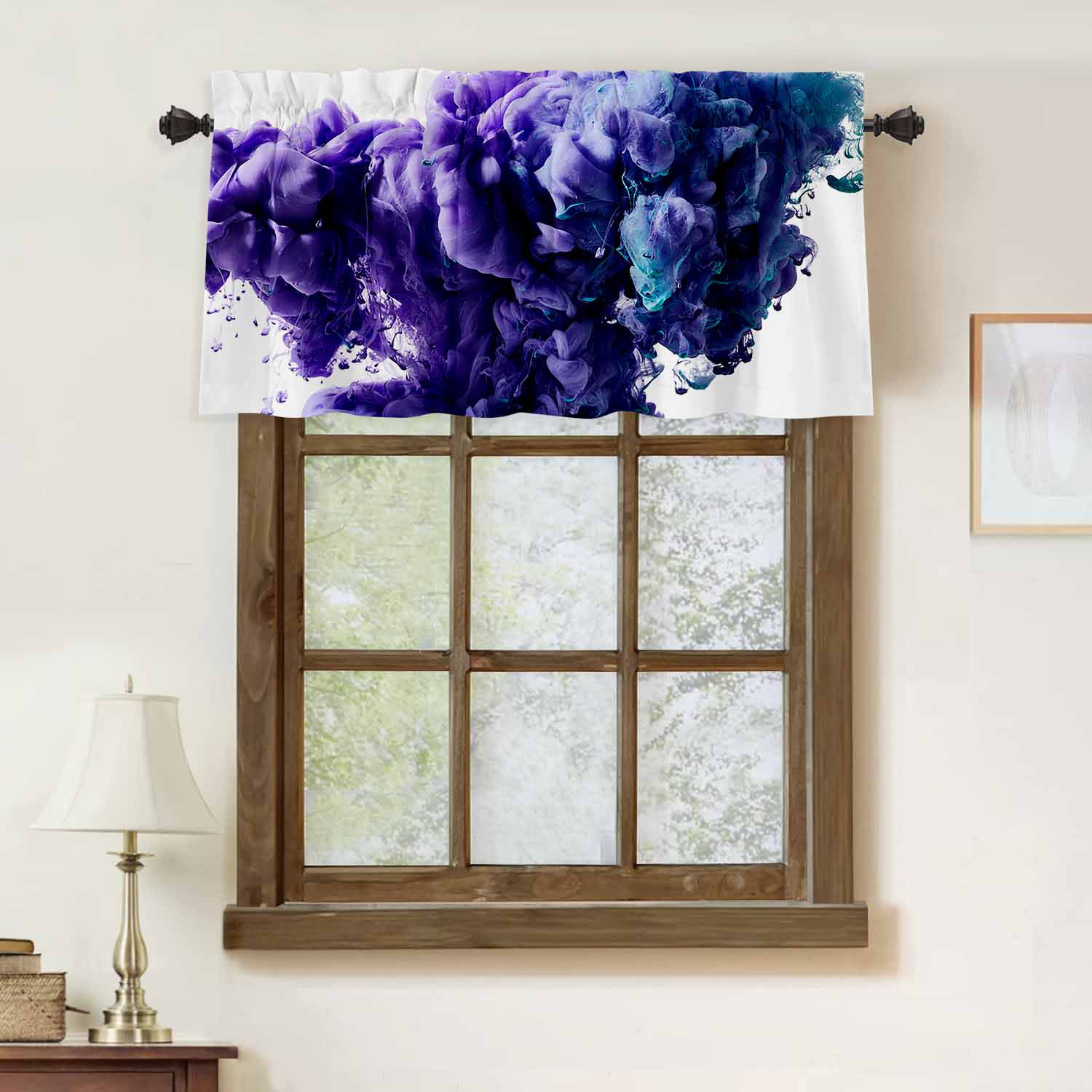 Ophelia & Co. Clear 52"W Blue Bright Water Abstract Splash Purple Ink ...