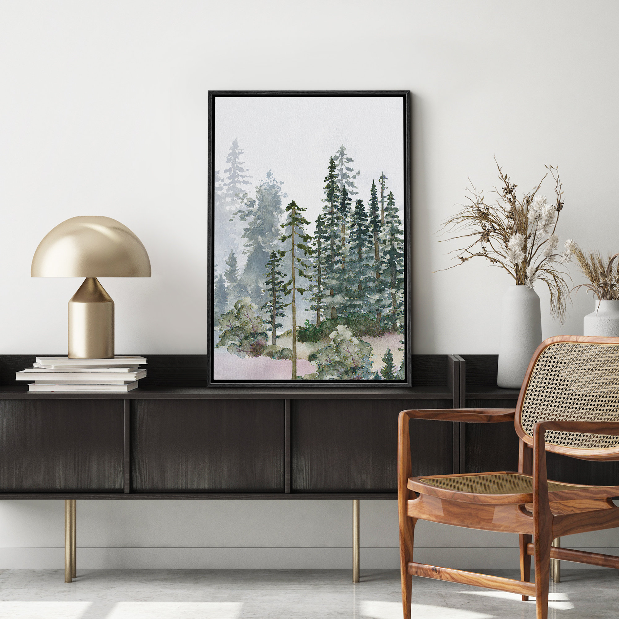 IDEA4WALL Woodland Forest Landscape Watercolor Pine Tree Nature ...