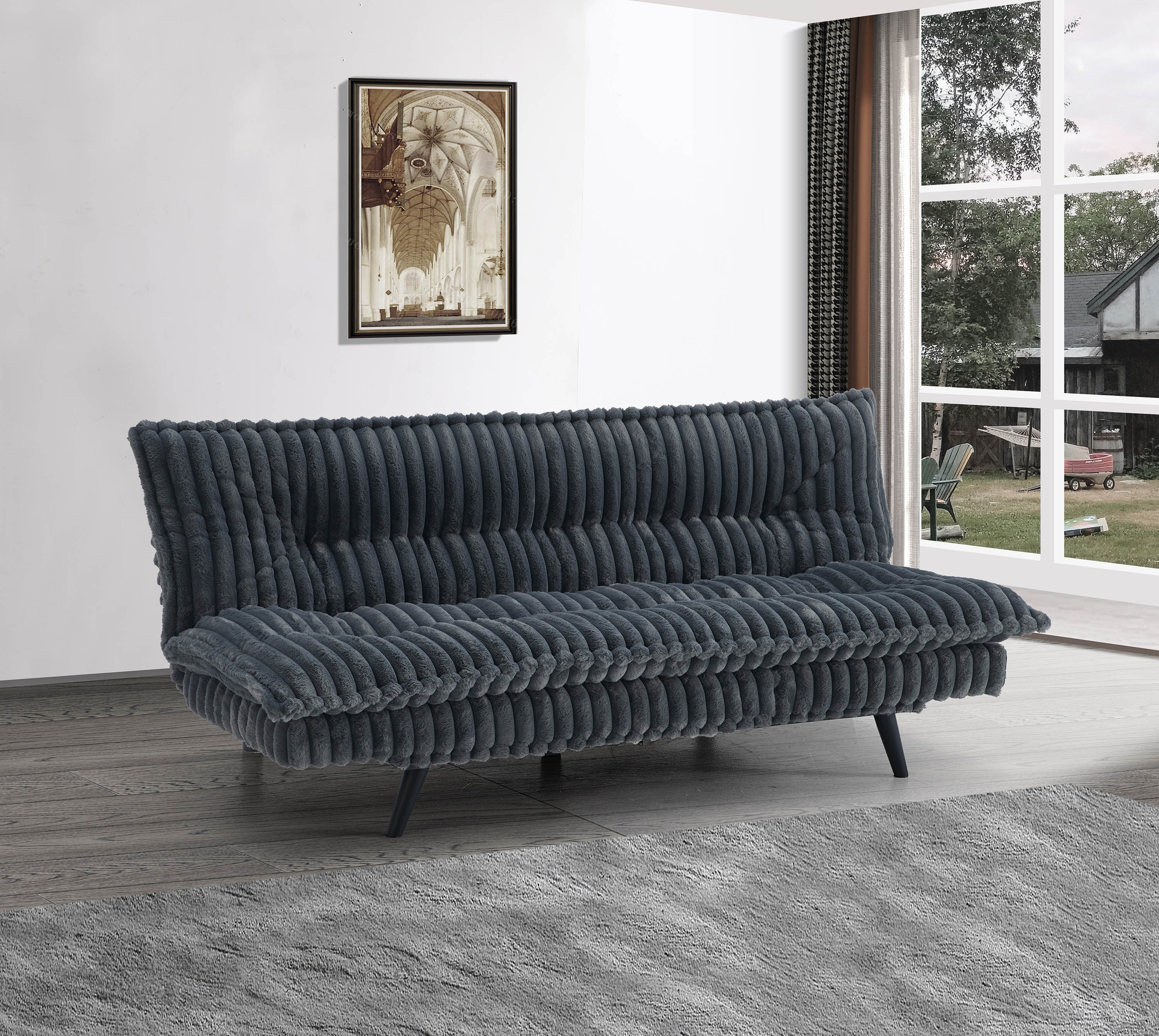 Latitude Run® Corduroy Multi-Functional Click Clack Plush Futon | Wayfair