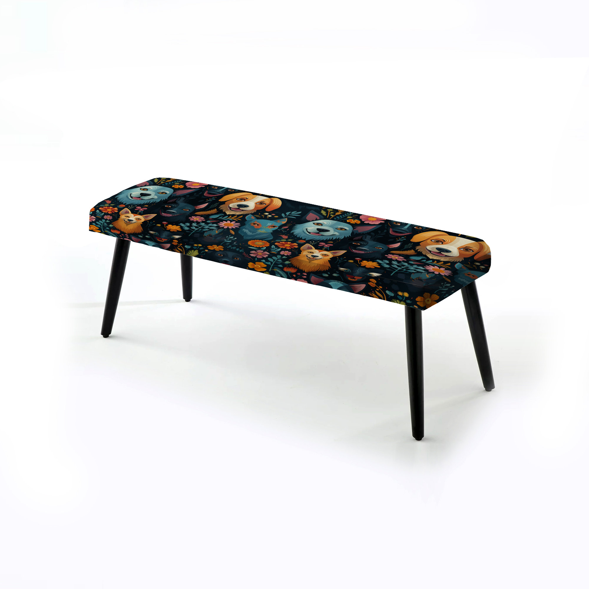 East Urban Home Irby - Animal Print Upholstered Black Bench | Wayfair