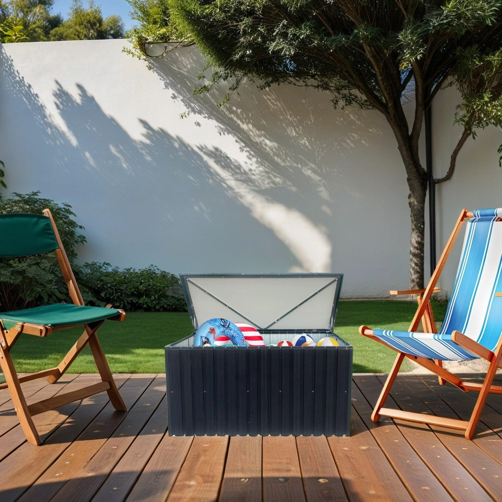 Bantam Interiors 344 Gallons Water Resistant Metal Lockable Deck Box in ...