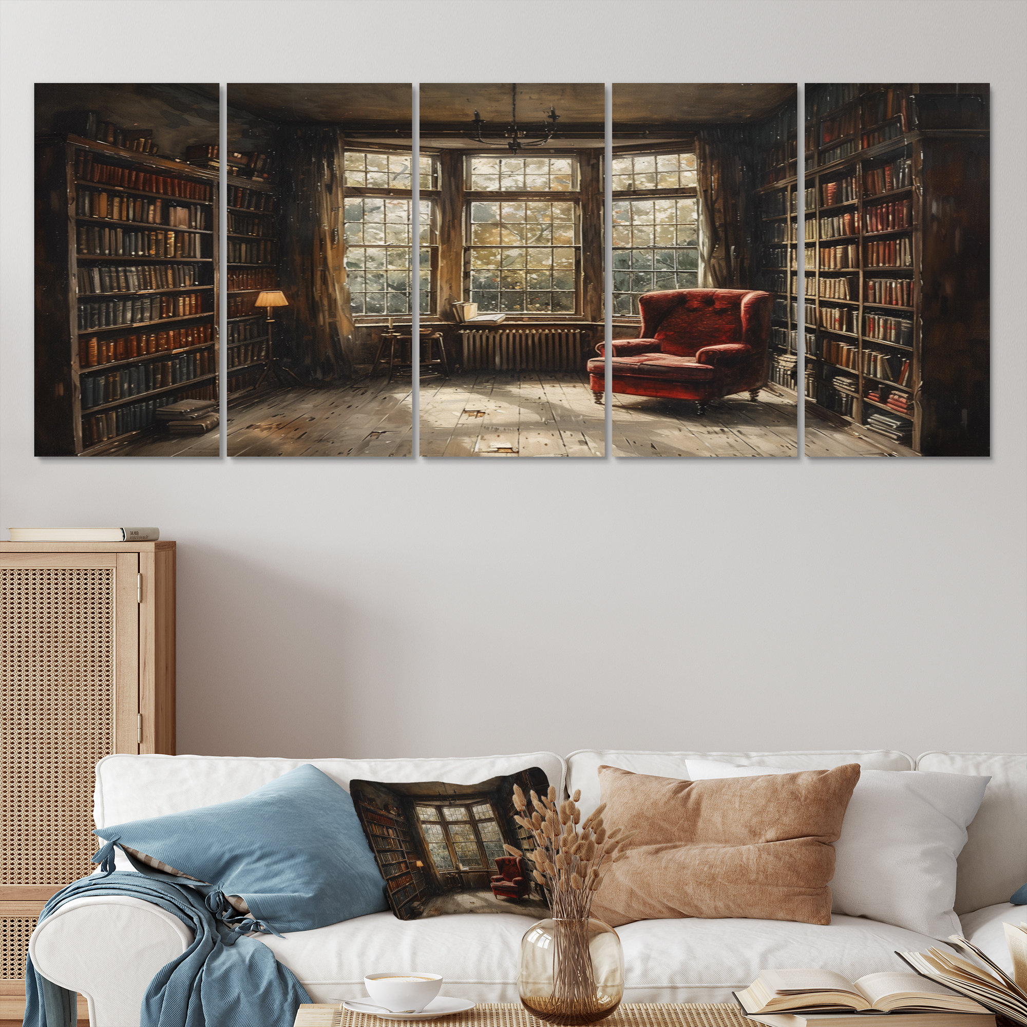 Winston Porter Brown Beige Vintage Library Books I - Libraries Canvas ...