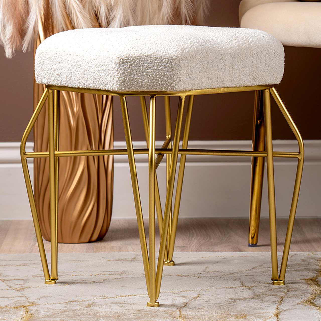Fairmont Park Classic Boucle Dressing Stool for Bedroom Furniture ...