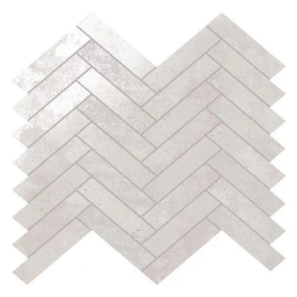 Nordel 11x11 in. White Matte Porcelain Herringbone Mosaic Wall and ...