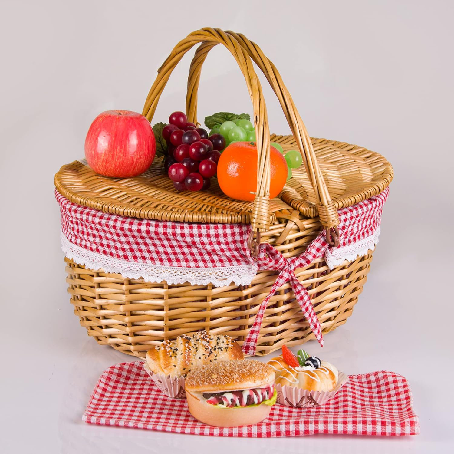 Ophelia & Co. Wicker Picnic Basket With Lid And Handle Sturdy Woven ...