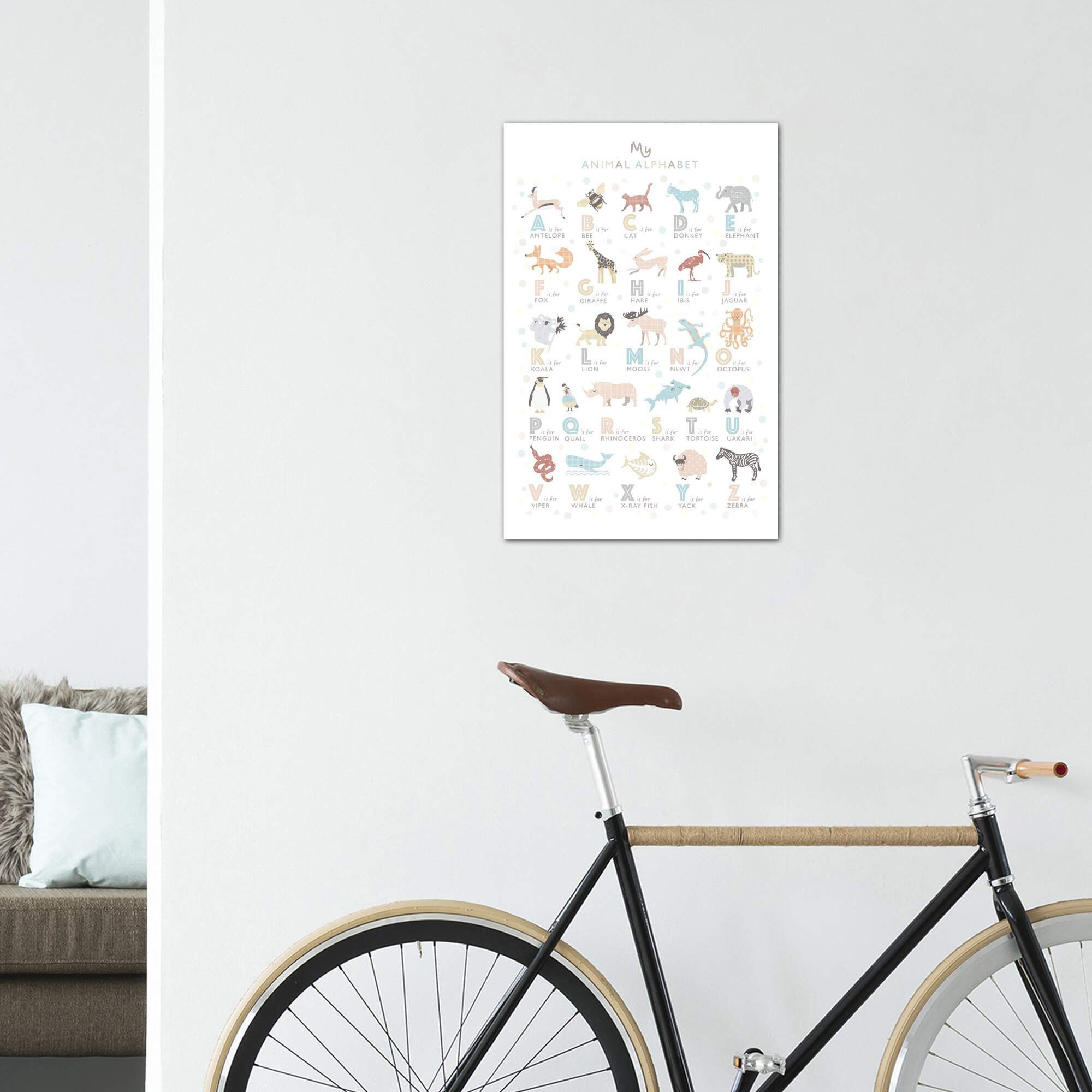 East Urban Home Neutral Animal Alphabet - Graphic Art Print | Wayfair