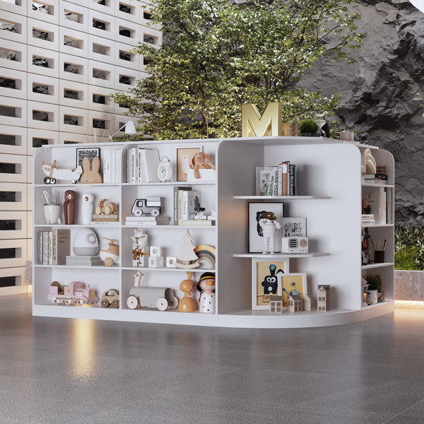 Ebern Designs Bureau de réception moderne avec tablettes ouvertes ...