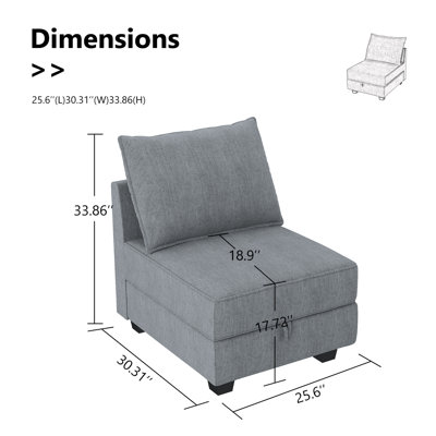 Latitude Run® Modern Middle Seat Module For Modular Sofa Customizable ...