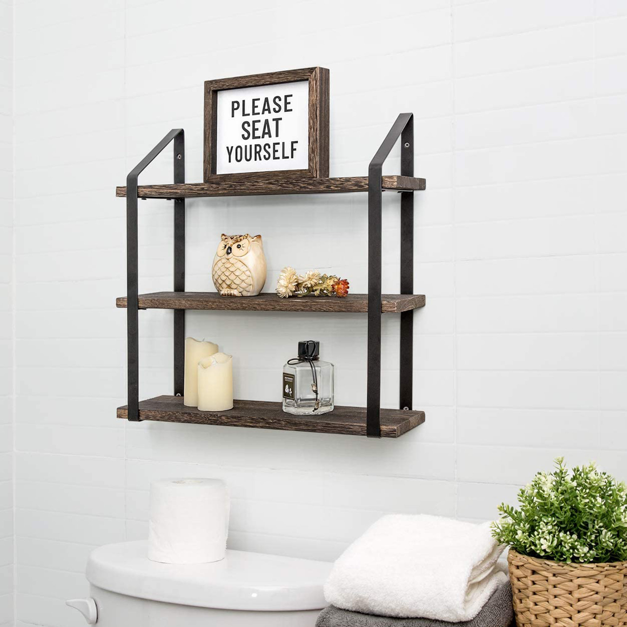 17 Stories Pyala Solid Wood Wall Bathroom Shelves | Wayfair