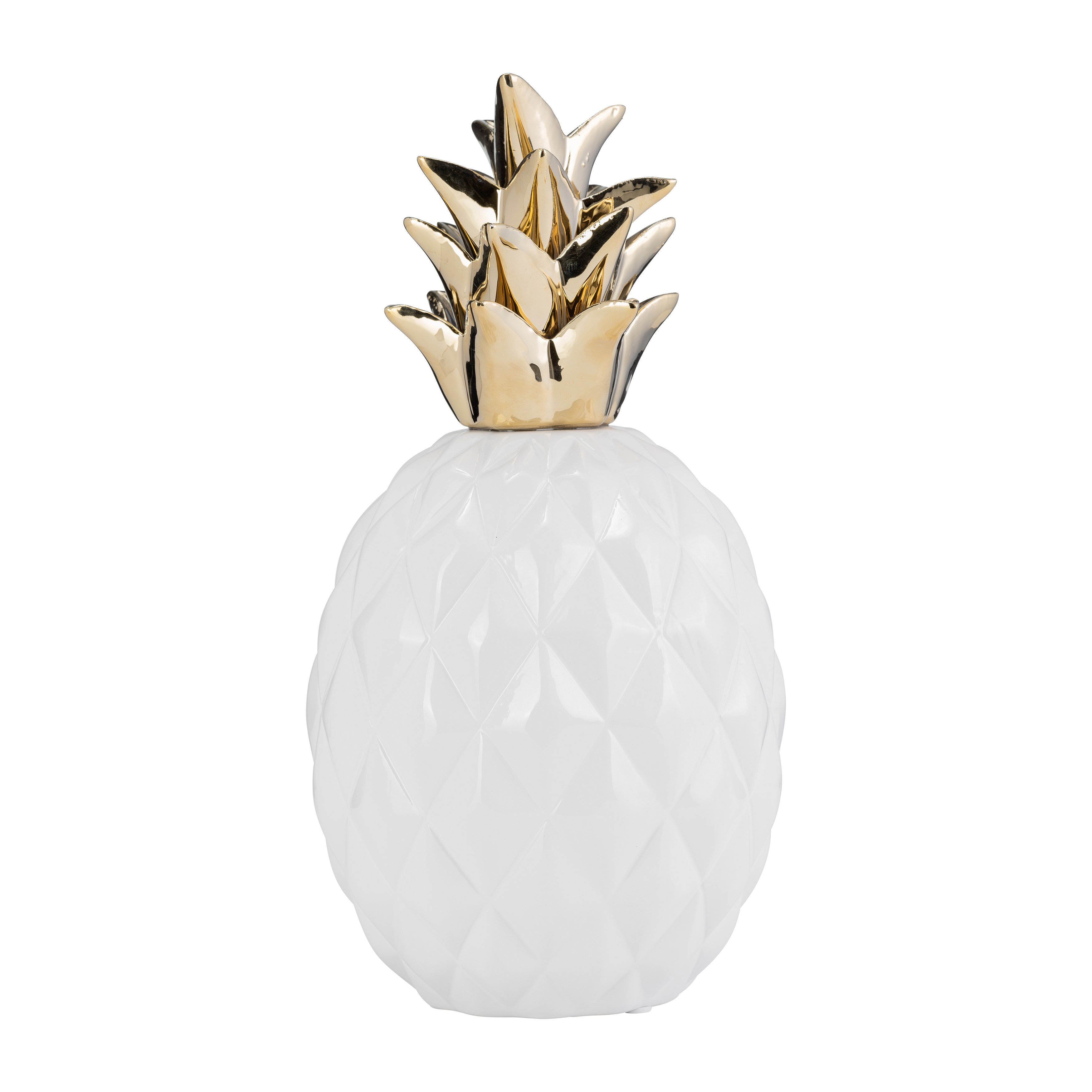 Bayou Breeze Stylish Ceramic Pineapple Statue - Contemporary Tropical Decor - Pineapple ...