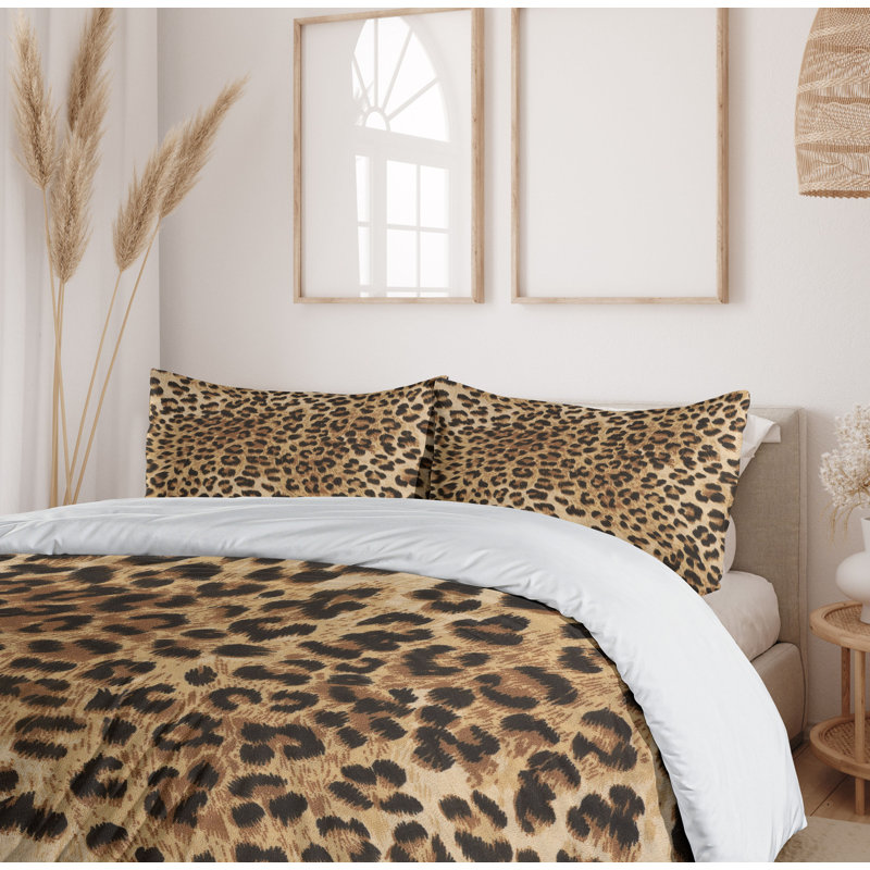 Ambesonne Leopard Print Duvet Cover Set, Wild Animal Skin, Calking ...