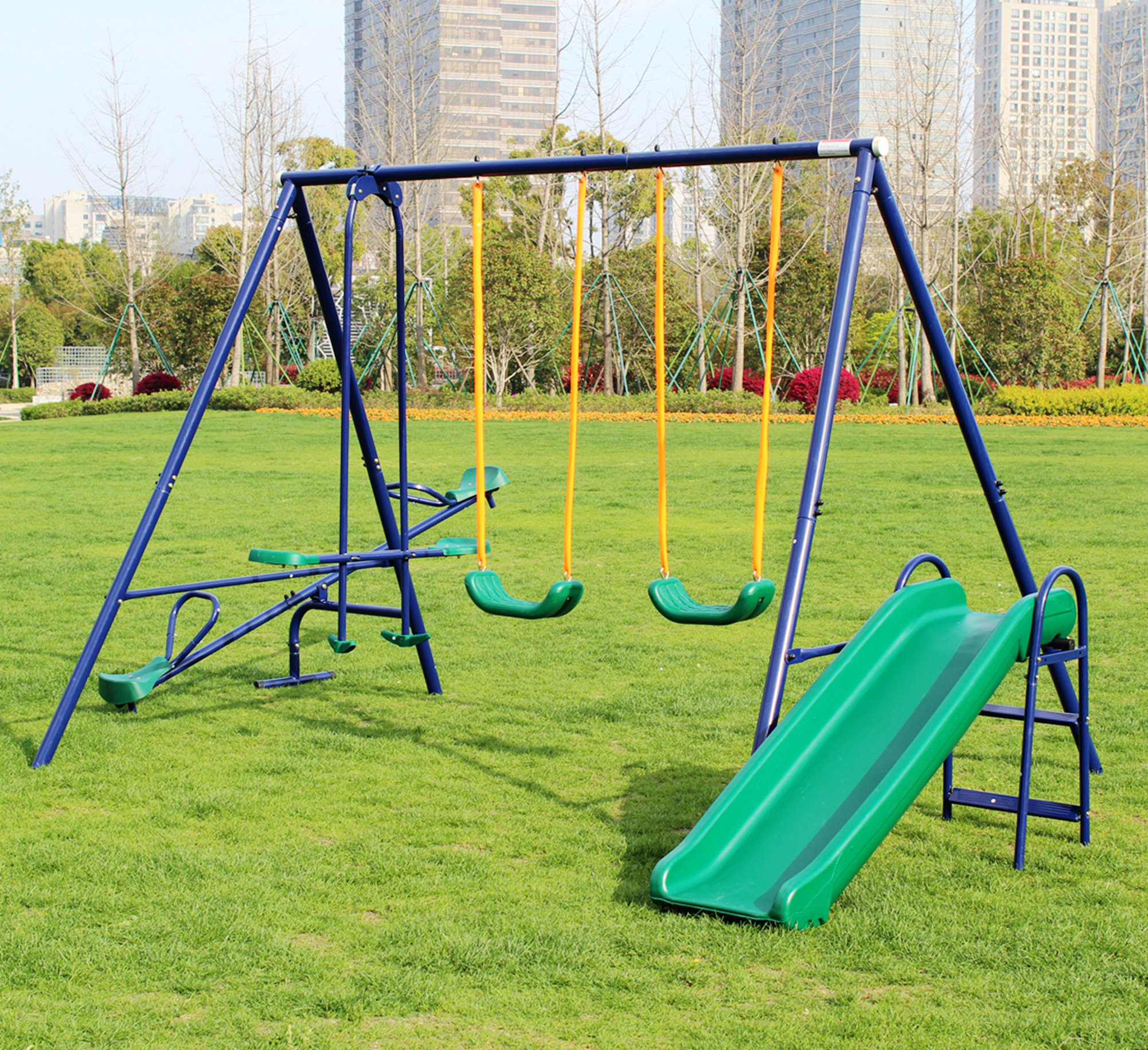 Creationstry High - Density Polyethylene (HDPE) Swing Set with Swing(s ...