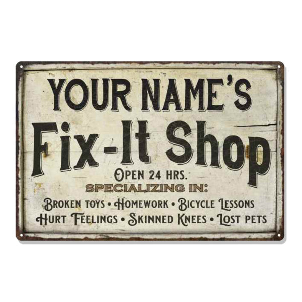 Chico Creek Signs Personalized Fix-It Shop Sign Wall Décor | Wayfair