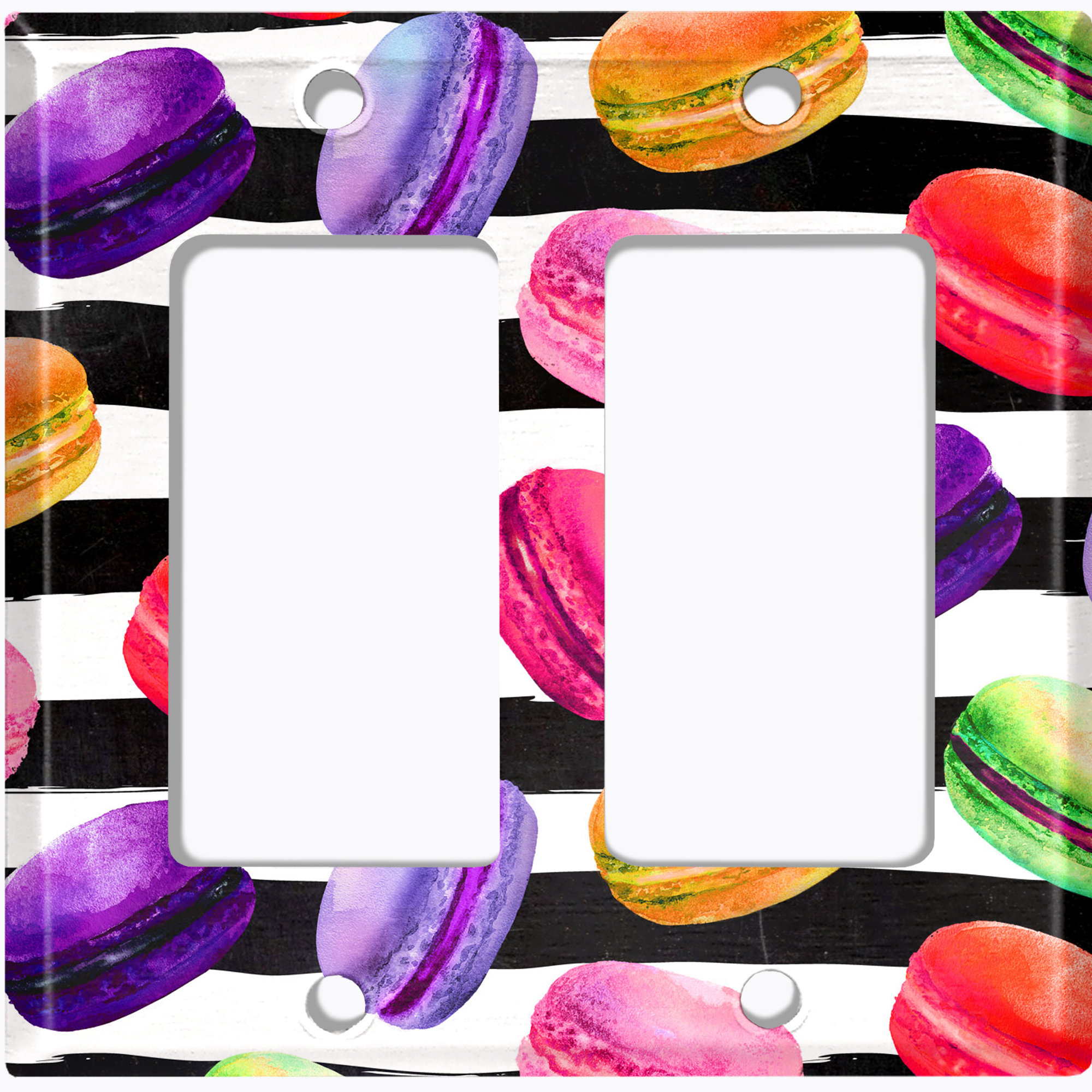 WorldAcc Colorful Macaron Treat Stripes 2-Gang Rocker Wall Plate | Wayfair