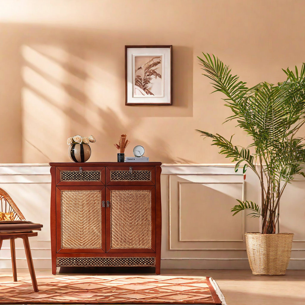 DICIXA Southeast Asian Style Retro Shoe Cabinet 15 Pair Shoe Storage ...