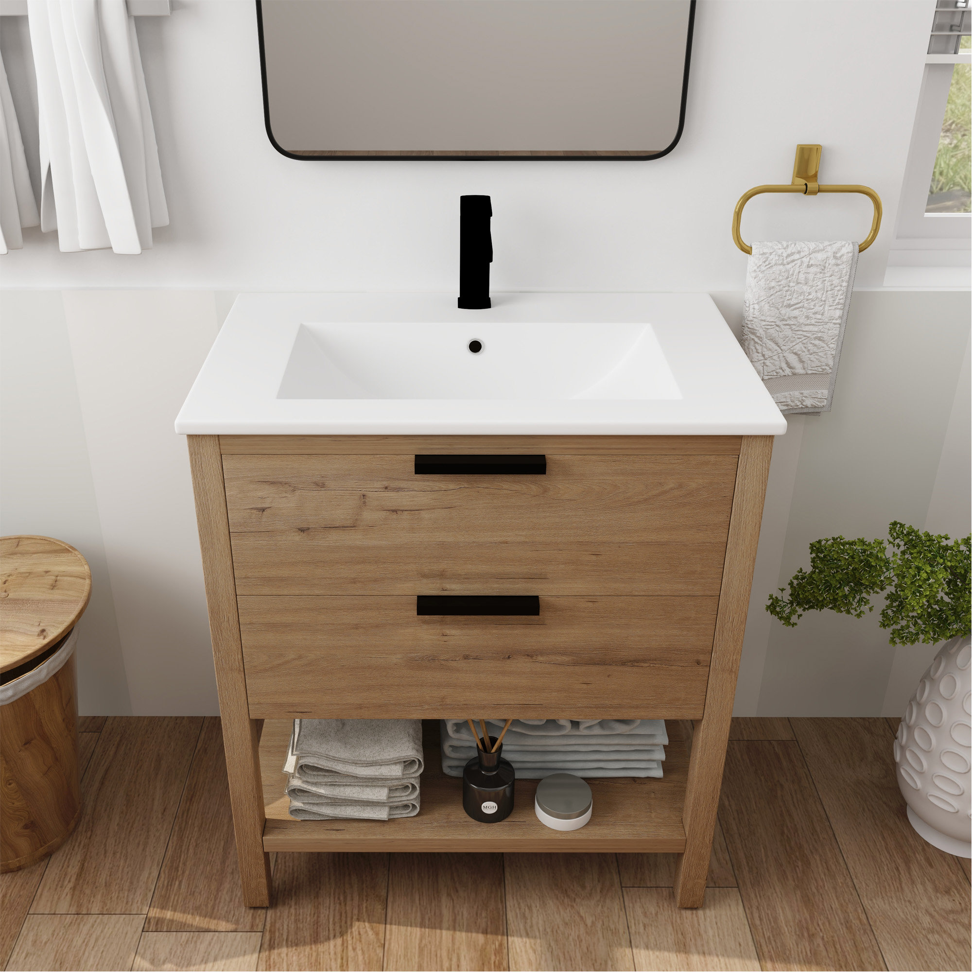 Hokku Designs Stylish Bathroom Vanity With Drawers And Soft Closing ...