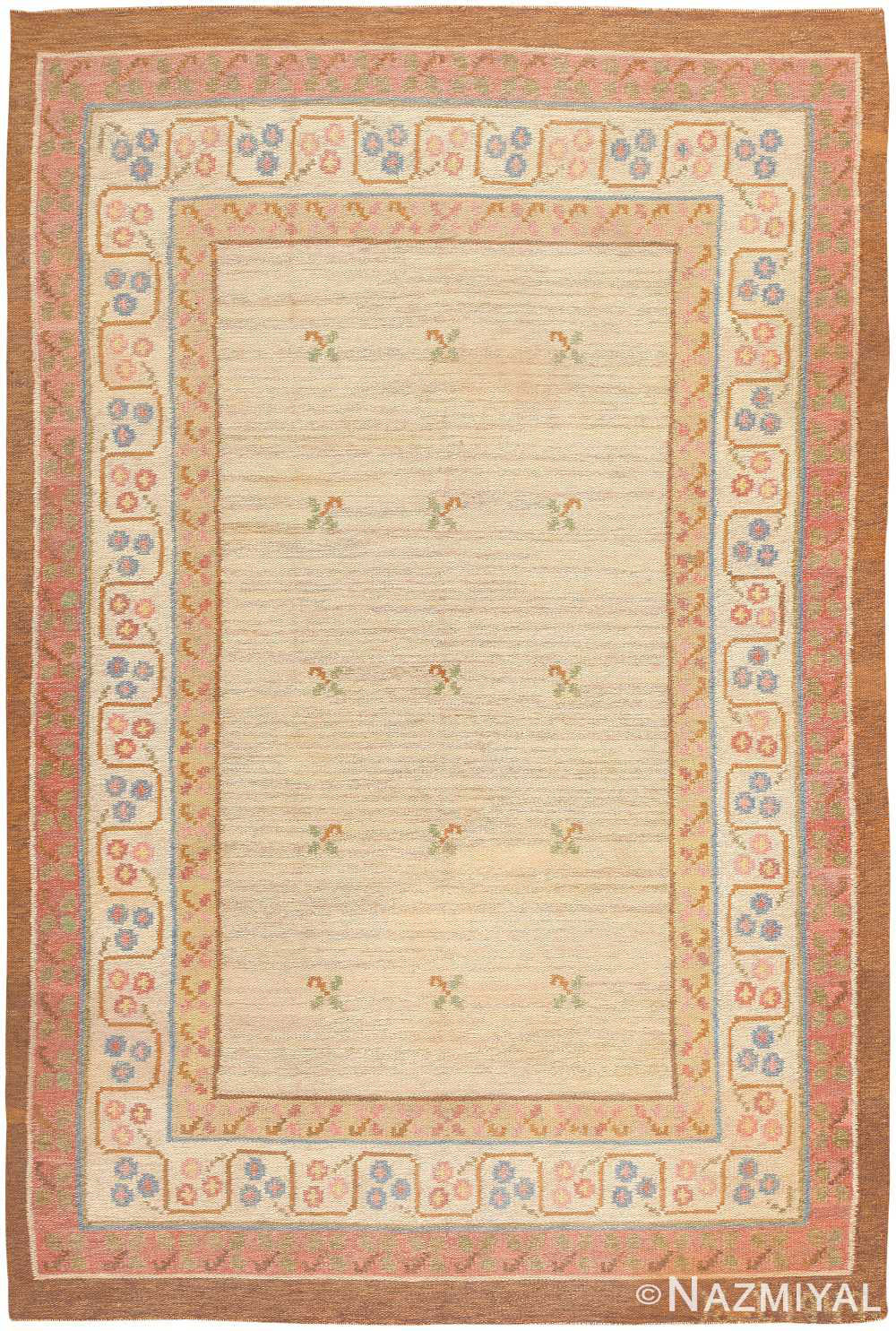 Nazmiyal Collection Soft Neutral Vintage Swedish Scandinavian Kilim Rug ...