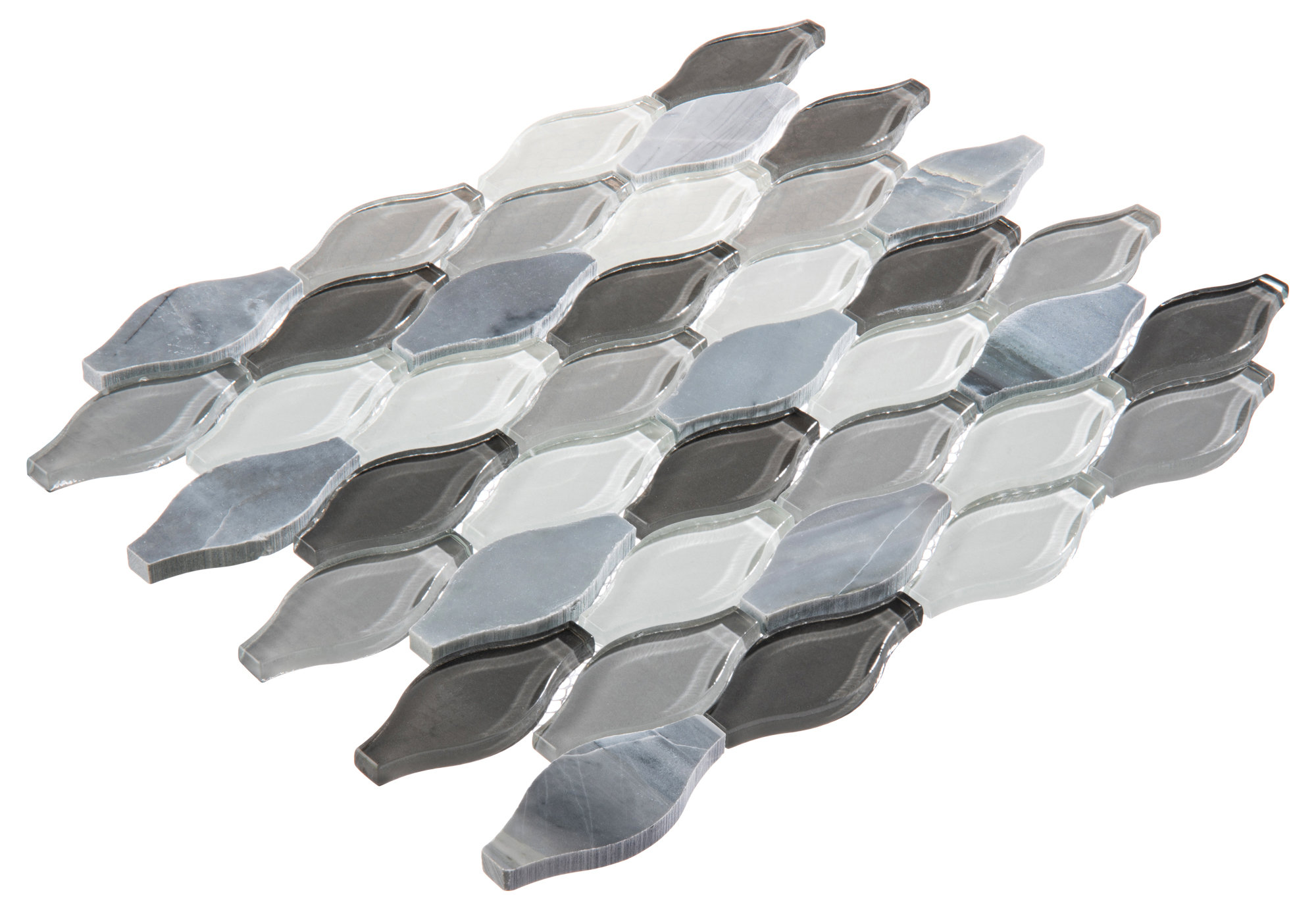 Andova Annabelle Glass and Stone Arabesque Mosaic Kitchen Backsplash ...