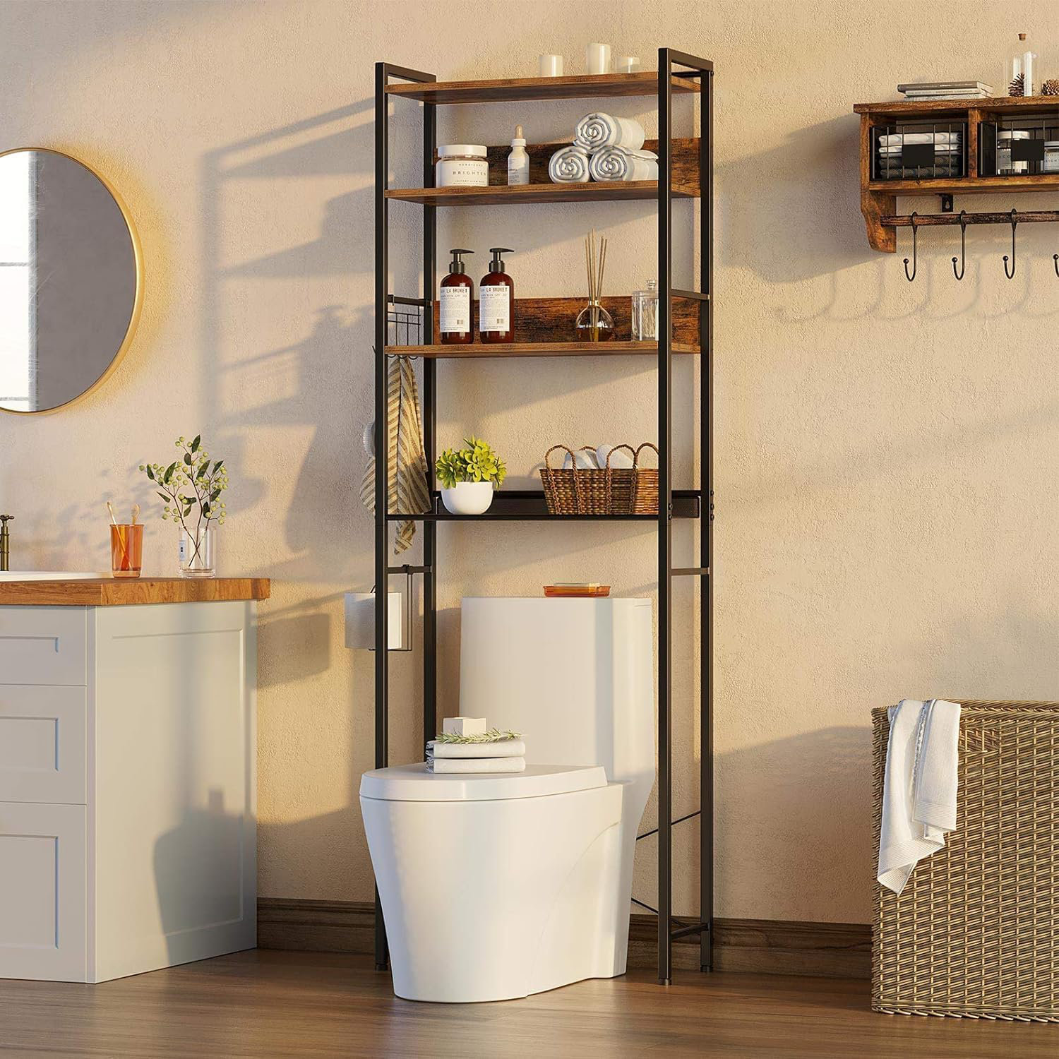 17 Stories Over The Toilet Storage 4-Tier, Freestanding Bathroom ...