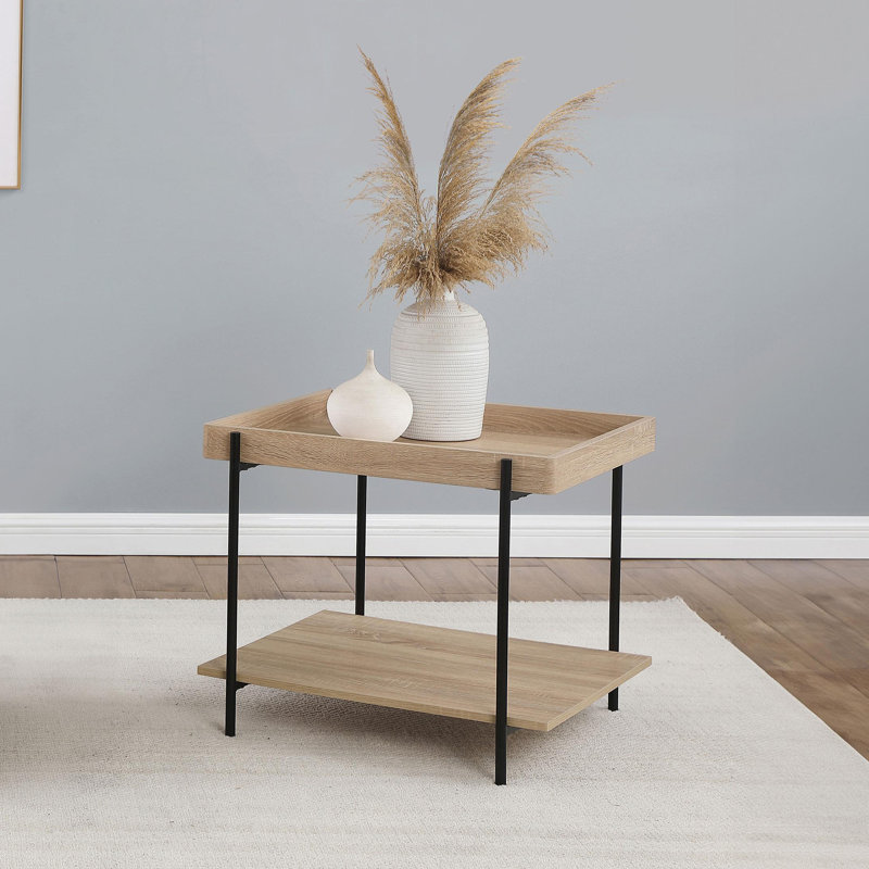 17 Stories Jaro Square Engineered Wood End Table Light Brown | Wayfair