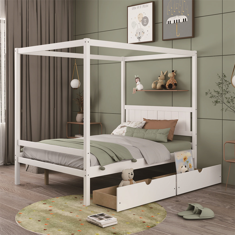 Red Barrel Studio® Krishnalyn Full Canopy Platform Storage Bed with Two ...