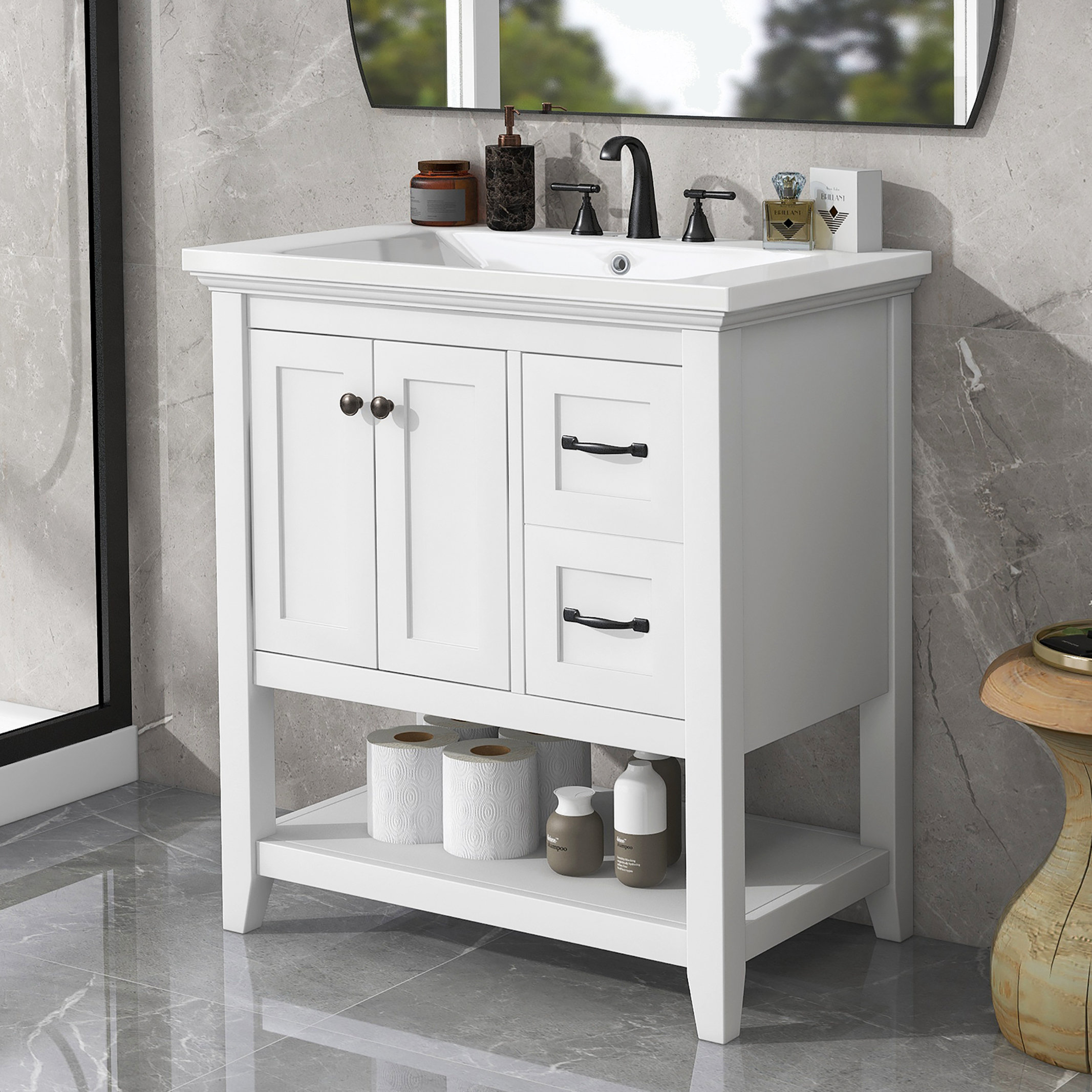 Winston Porter 30" Bathroom Vanity With Ceramic Sink Top, Vanity ...