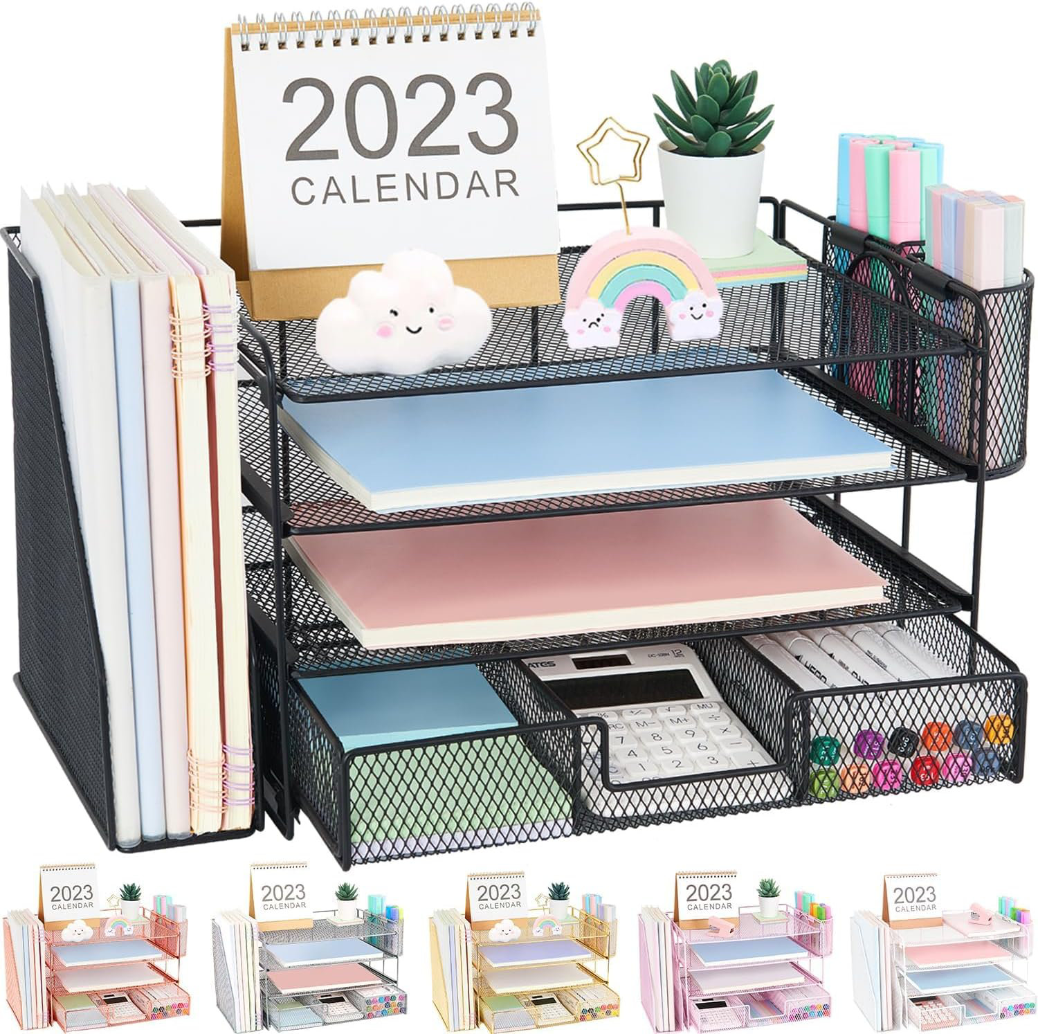 Rebrilliant Desk Organizer and Accessories, 4-Tier Desktop File ...