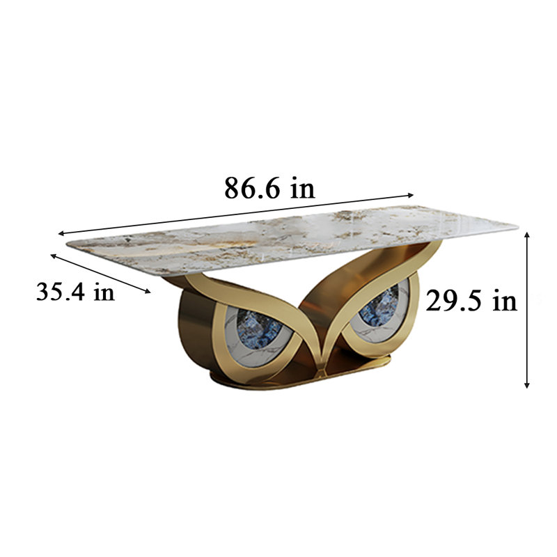 Greyleigh Creative Rock Plate Dining Table Rectangular 35.4'' W Dining ...