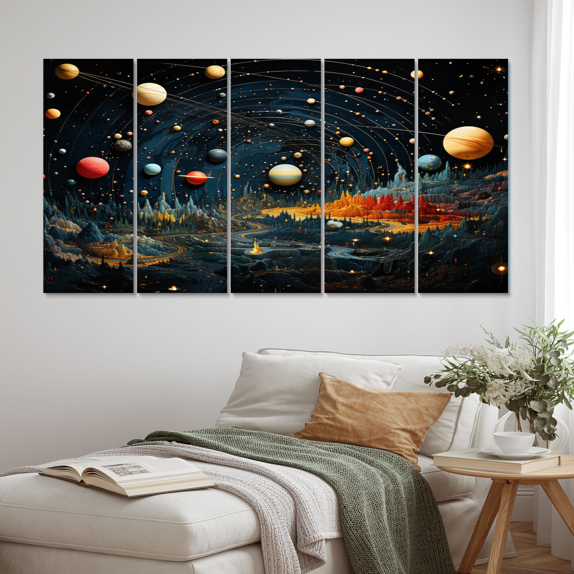 Latitude Run® Colourful Planetary Palette II - Space Planet Canvas Wall ...