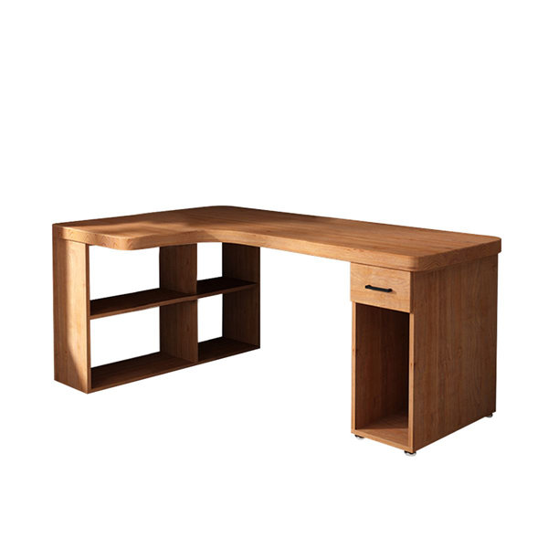 Furnire Lewi Chestnut L-Shaped Solid Wood desks | Wayfair
