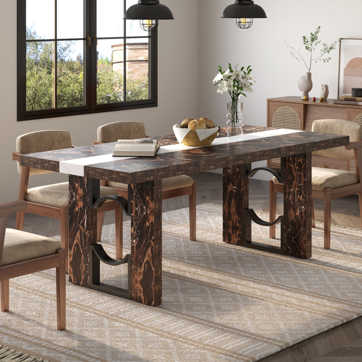 Ebern Designs 71 Inch Large Rectangular Dining Table For 6-8 People ...