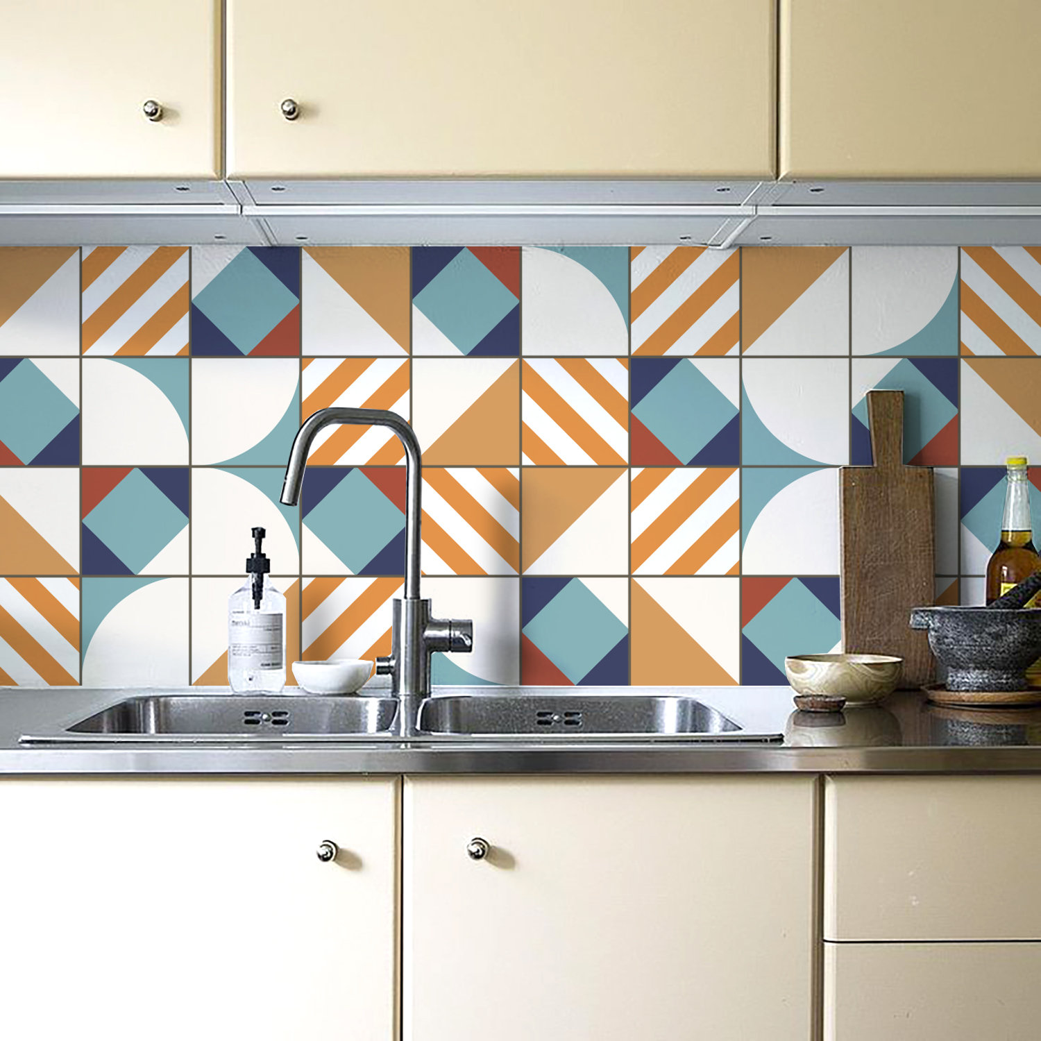 Wrought Studio™ Mixed Color Modern Graphic Peel And Stick Wall & Floor ...