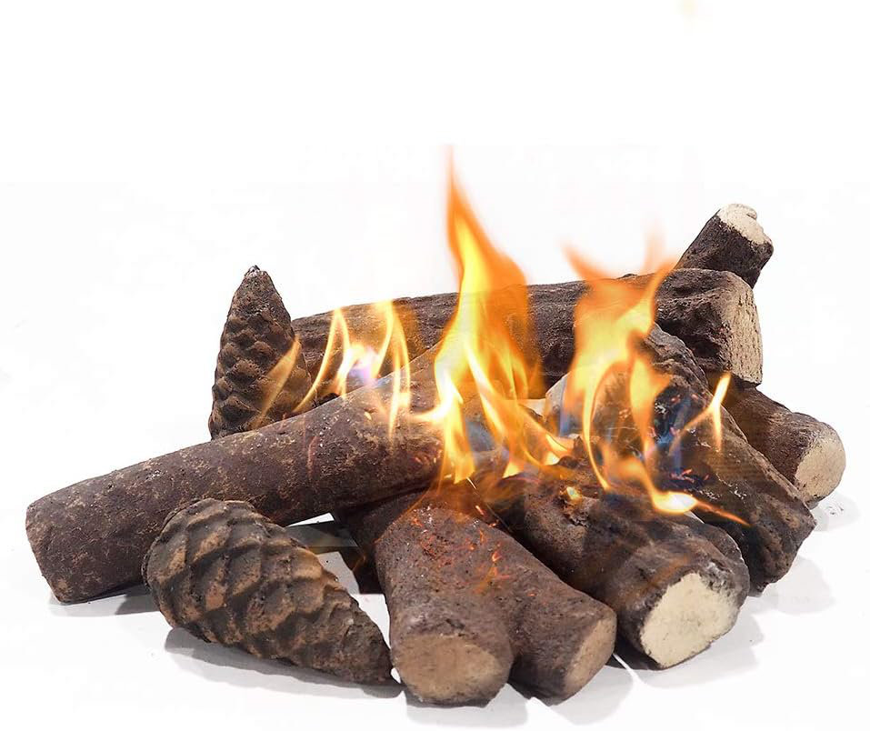 G & R PLUMBING ENTERPRISES, INC. Gas Fireplace Logs Set of 9, Fireplace ...