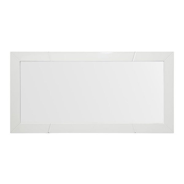 Benjara Cid Ape 47 X 27 Inch Rectangular Mirror, Glossy White, Indented ...