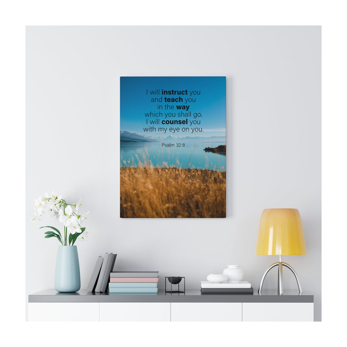Happy Larry Psalm 32:8 God's Instruction Bible Verse Canvas Christian ...